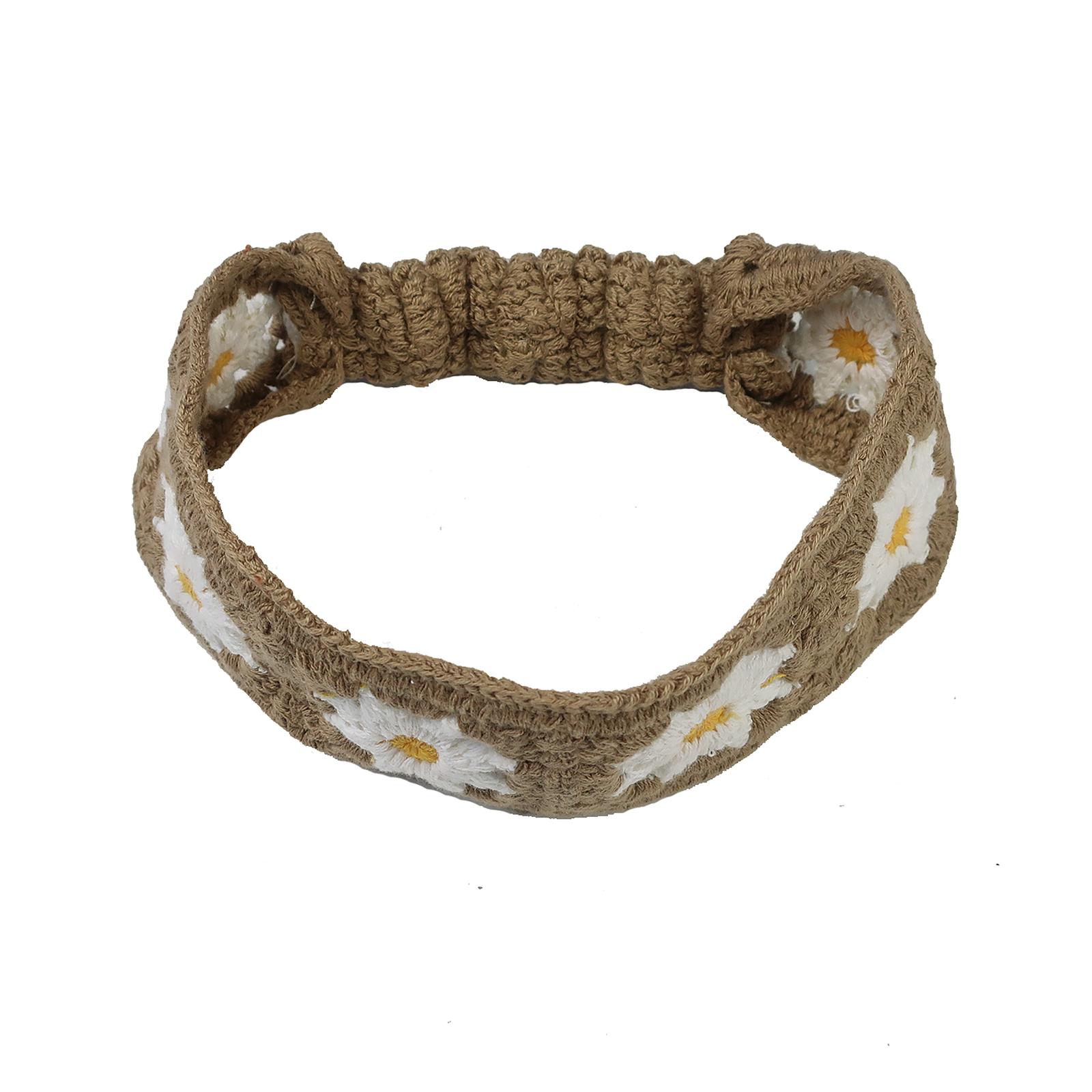 Solar Eclipse Floral Western Hand Knit Crochet Hair Headband in Beige ...