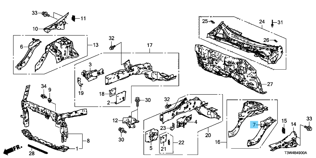 HONDA ACCORD 2013-2017 Genuine Front Lower Member Set LH 04684-T2A ...