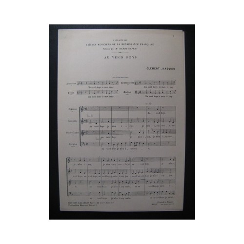 JANEQUIN Clément Au Verd Boys Renaissance Chant 1947 | eBay