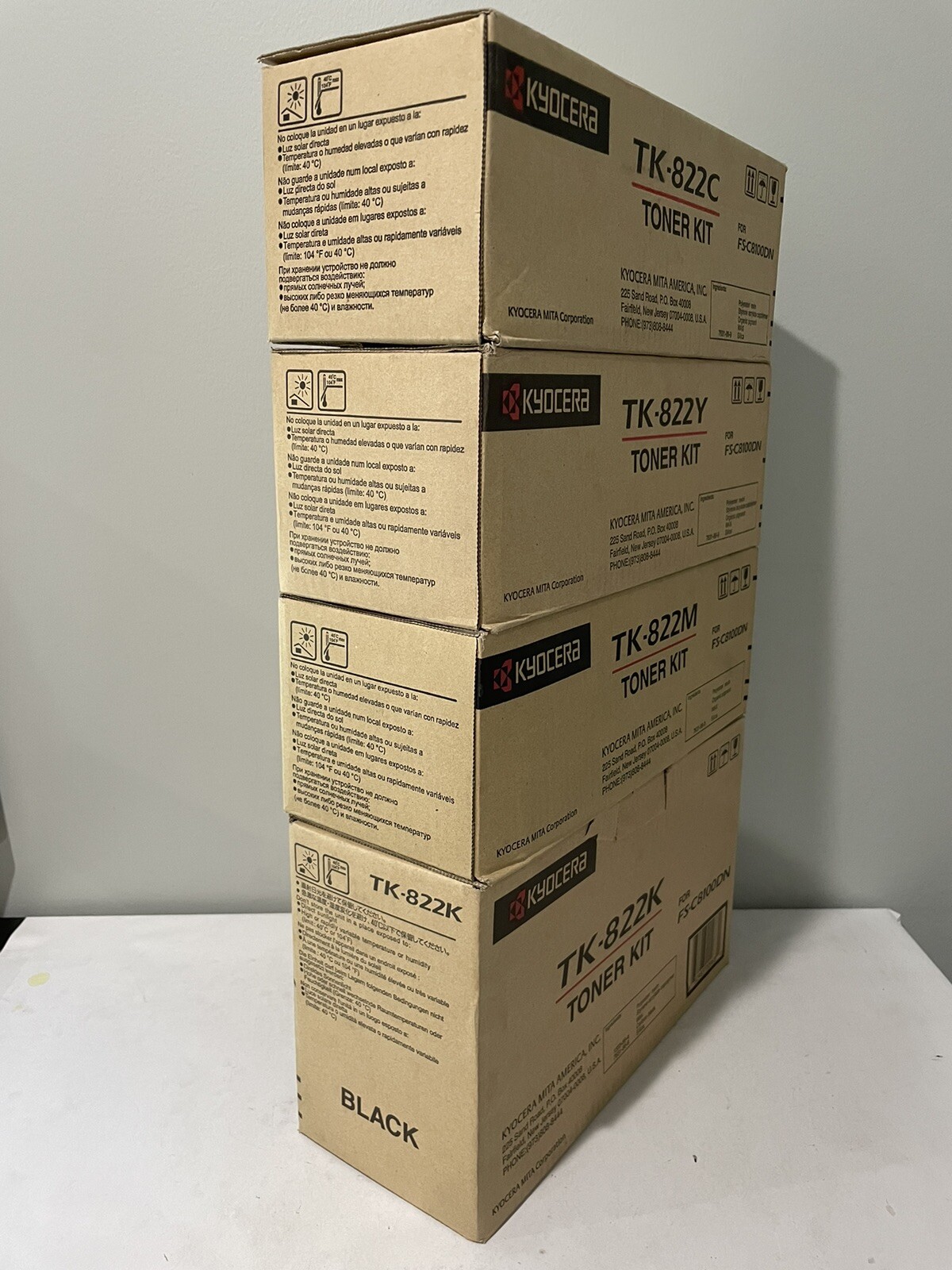 Set of 4 KYOCERA TK-822C TK-822Y TK-822M TK-822K OEM Toner for FS ...