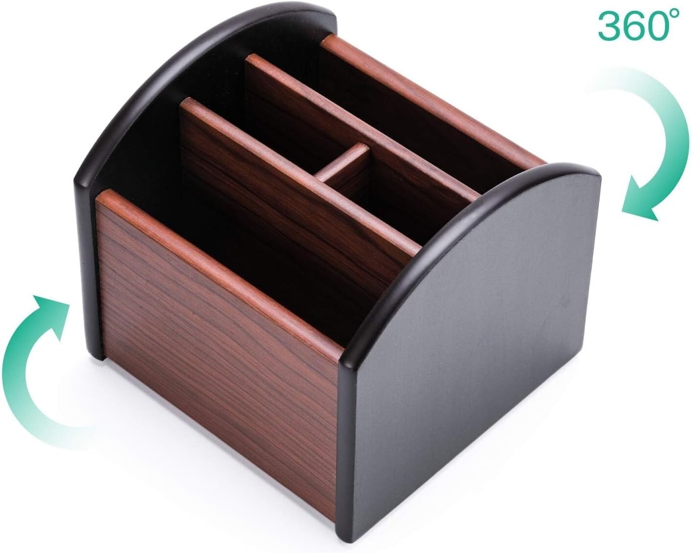 New Revolving Caddy Remote Control Organizer Wooden Storage Holder Box ...