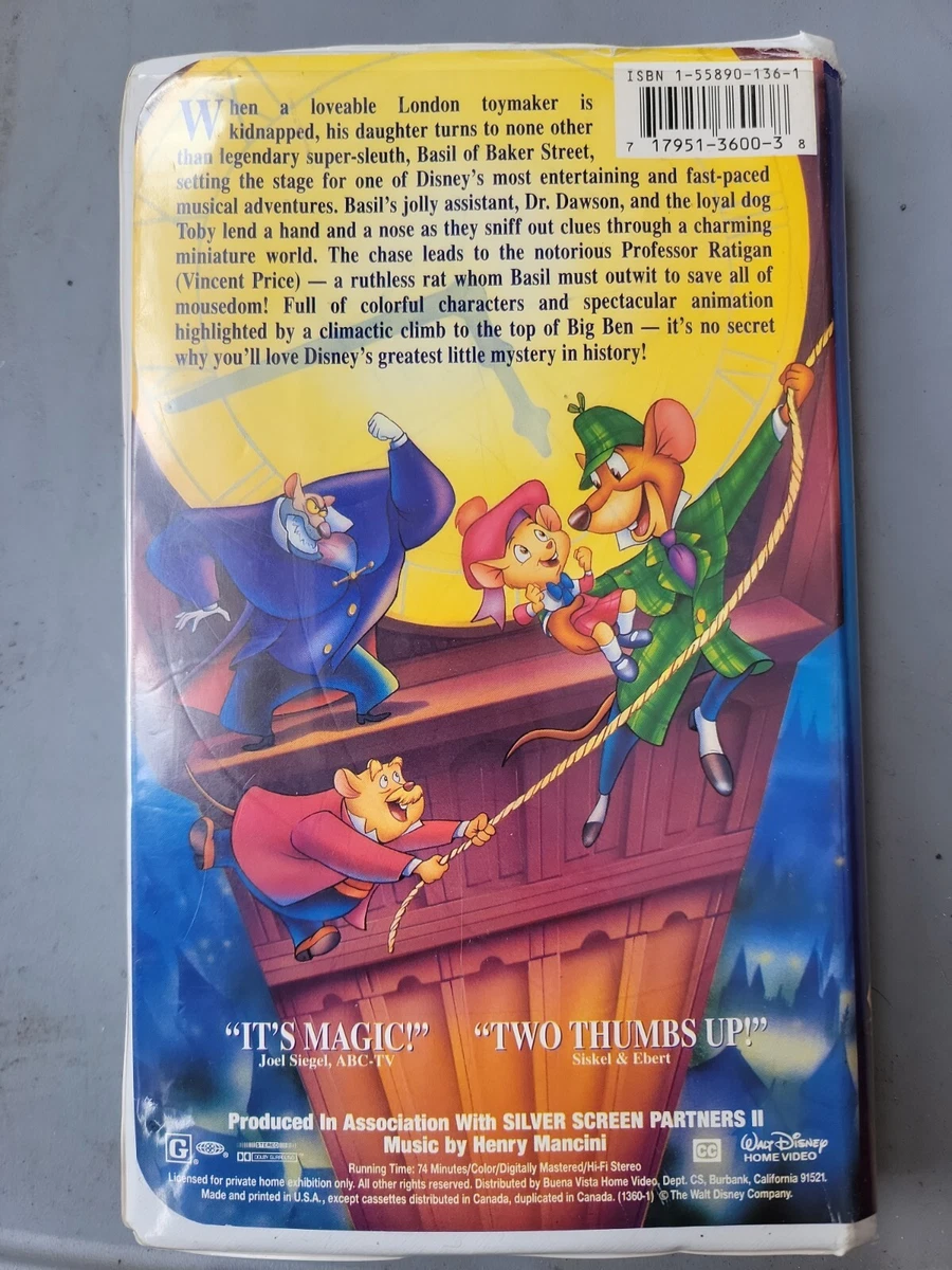 The Great Mouse Detective Vhs 1992