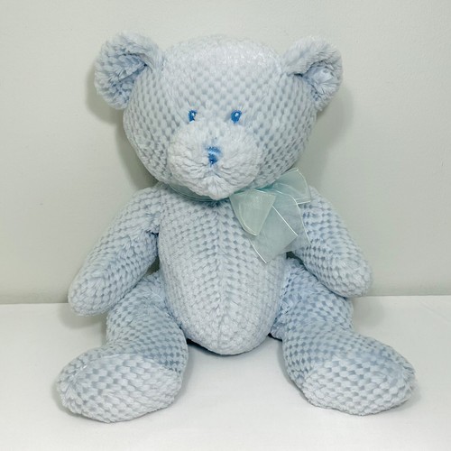 Baby Ganz Bear Blue Check Waffle Textured Plush Sewn Eyes 13in Stuffed ...