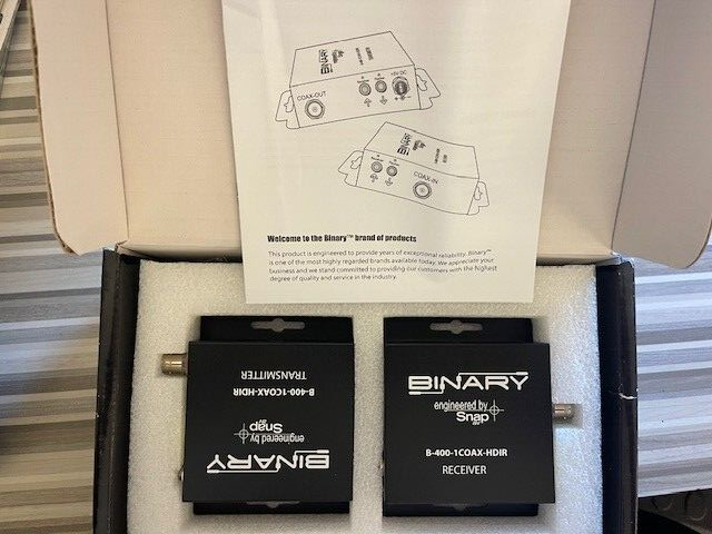 BINARY B-400-1COAX-HDIR, HDMI Over Coax Pair Of Rec & Trans, Exc. Cond ...