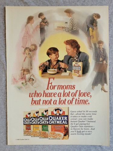 1992 Magazine Advertisement Page Instant Quaker Oatmeal Hot Cereal ...
