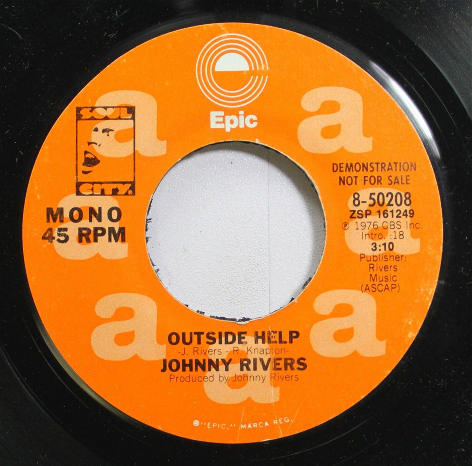 Rock Promo 45 Johnny Rivers - Outside Help / Outside Help On Epic | eBay