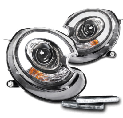 For 07-15 Mini Cooper Xenon LED Tube Projector Black Headlight Lamp w ...