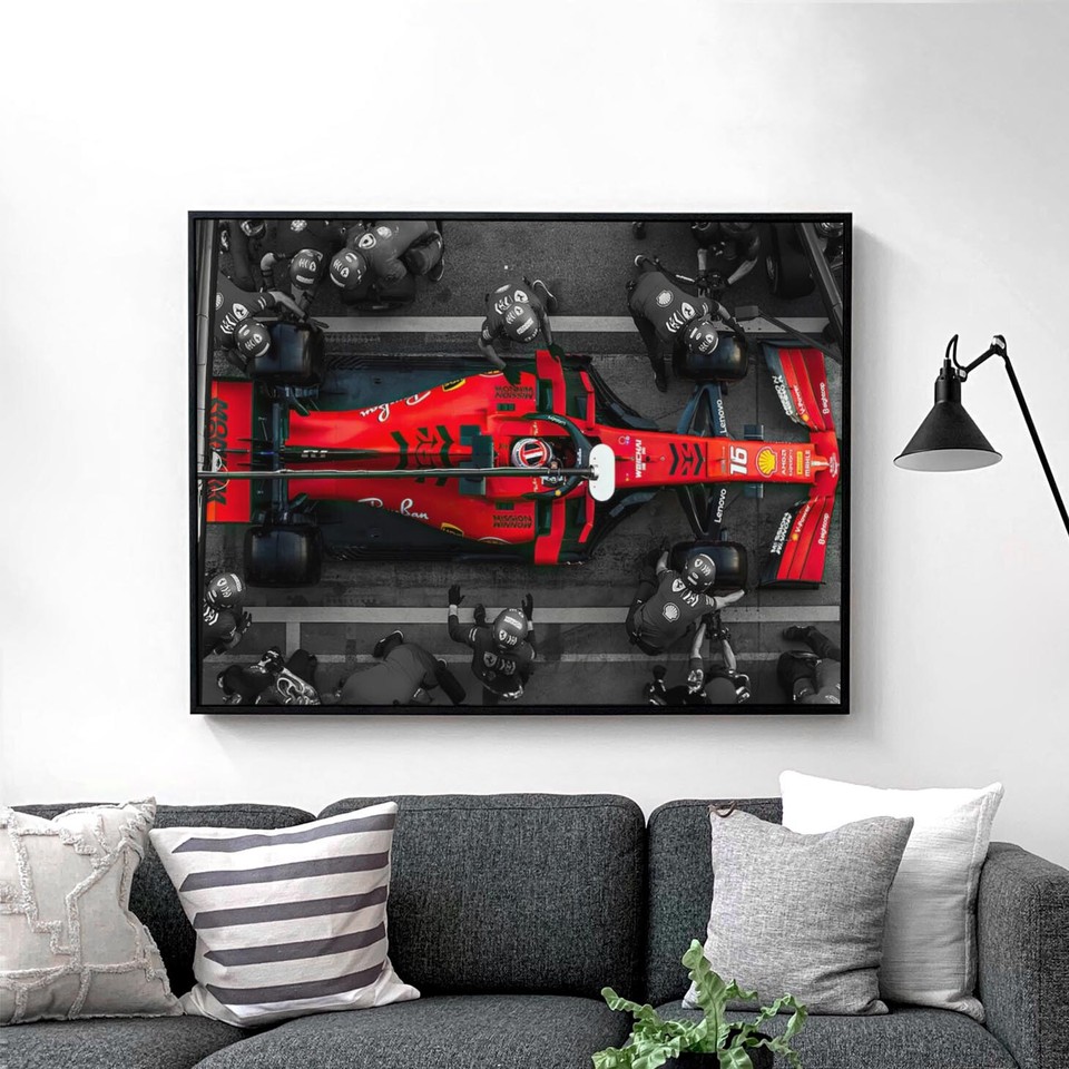 Formula 1 F1 Race Car Ferrari Pit Lane Vintage Racing Cars Wall Art ...