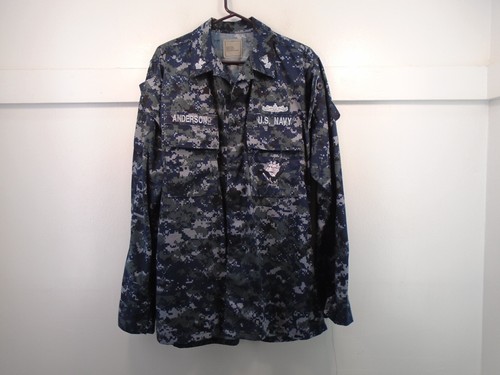 USGI US Navy Working Uniform NWU Coat Shirt Blue Size Medium X-Long ...