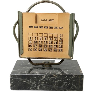 Vintage Art Deco Perpetual Desk Calendar Marble Base 20s 30s Display or ...