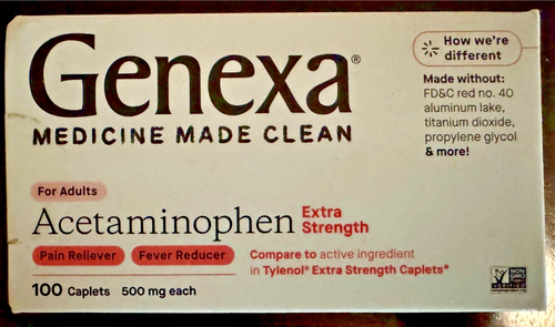 Genexa Medicine Made Clean Acetaminophen extra strength 50 caplets Exp ...