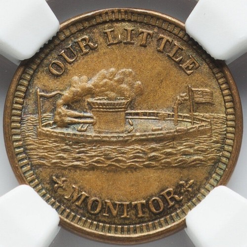 1863 Token F-237/423 Copper Our Little Monitor MS66 NGC Civil War Token ...