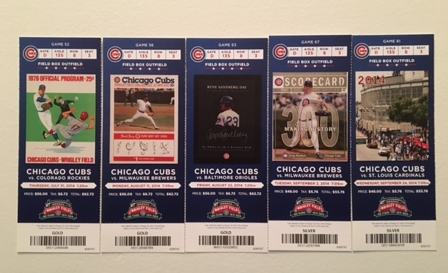 2014 Chicago CUBS Season Ticket Stub - 9 Game ARRIETA Lot - Wrigley ...