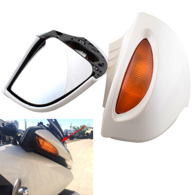 Pair White Rearview Side Mirrors Amber Turn Signal Lens For BMW R1100RT ...