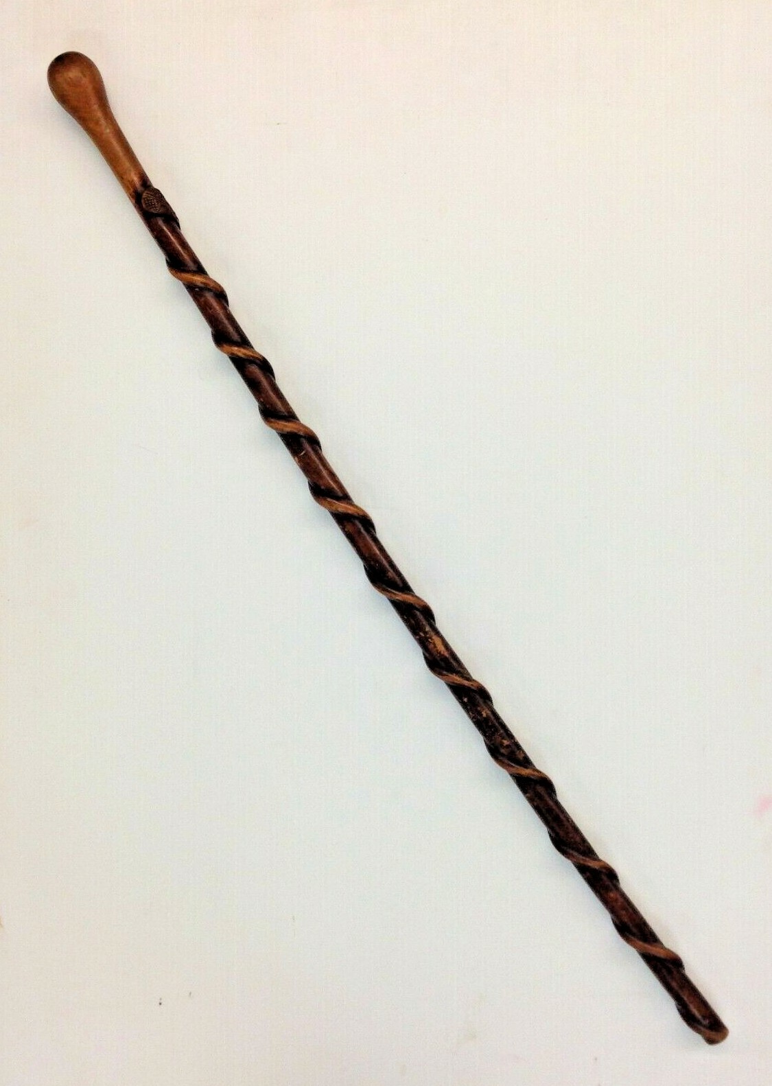 Antique Carved Wooden Folk Art Walking Cane Entwined … - Gem