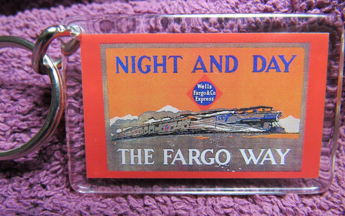 Vintage Wells Fargo Bank Keychain Plastic Keyring Advertising Train ...