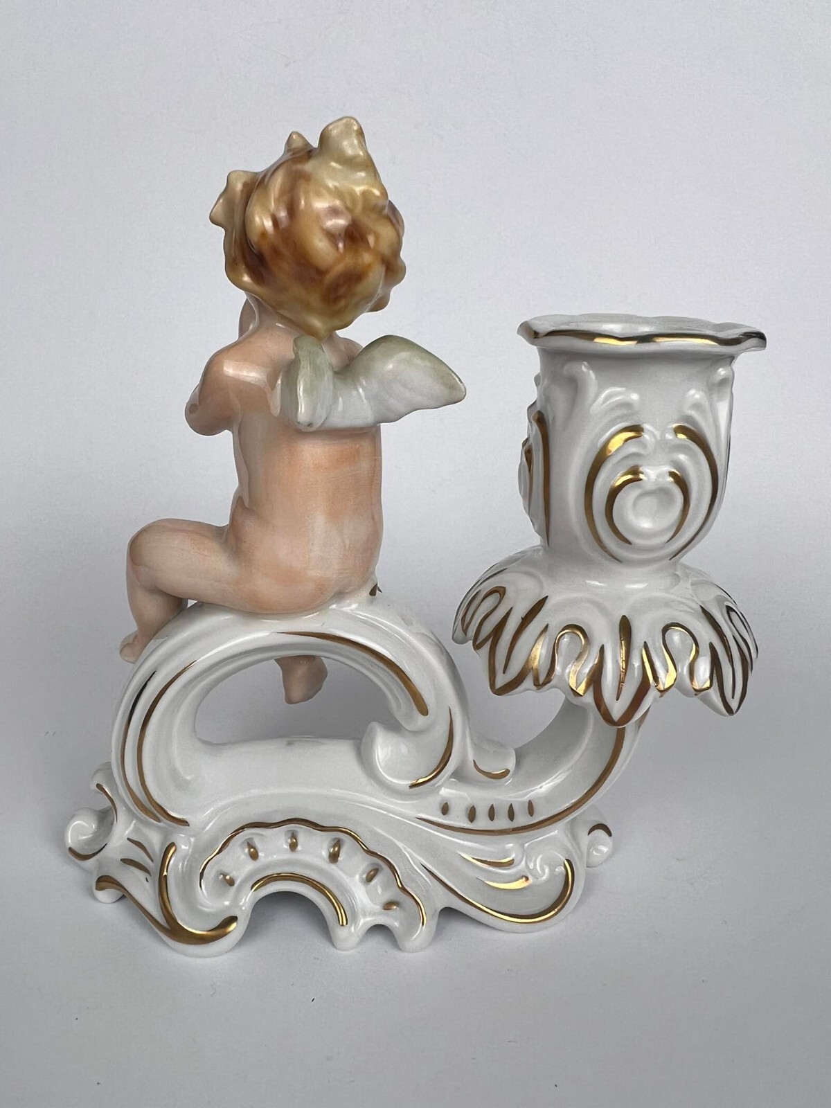 Vintage Porcelain Candle Holder Candlestick Figure Putti Marked Germany ...