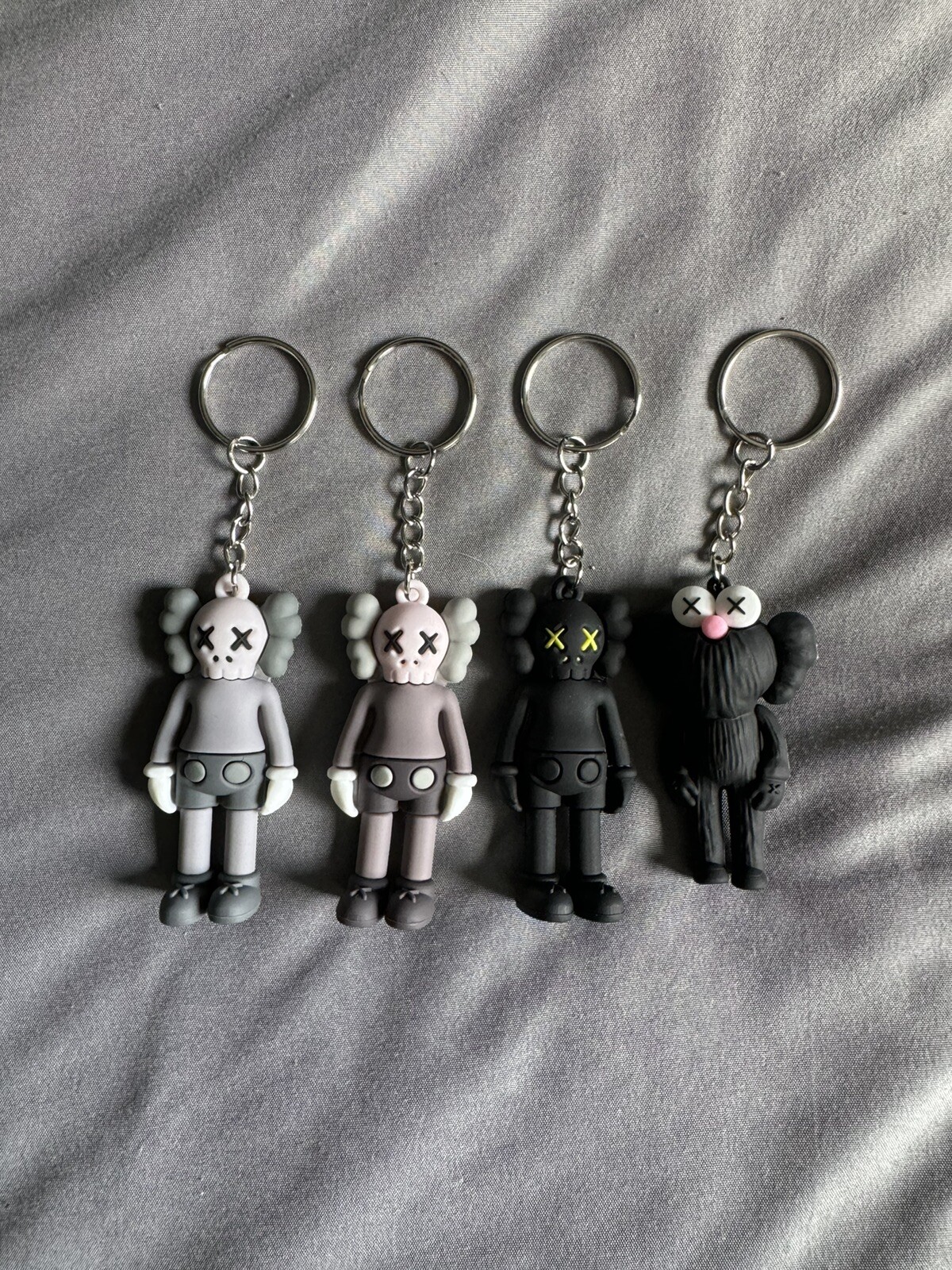 KAWS Keychains 3 inch Rings “Set of 4” Black And White Set | eBay