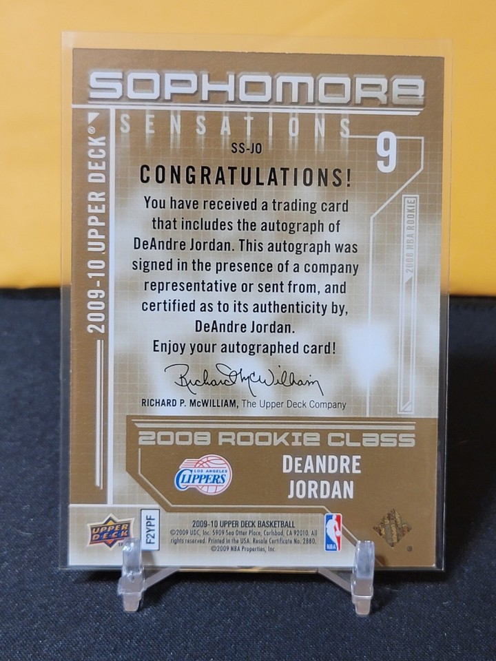 2009-10 Upper Deck Sophomore Sensations Auto DeAndre Jordan /199 Sharp ...