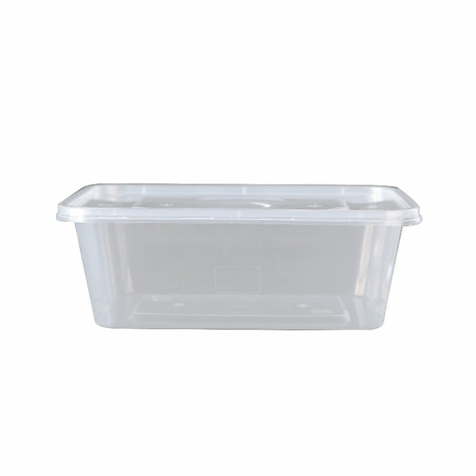 25 Rectangle Plastic Containers with Lid Reusable & Leakproof Food ...