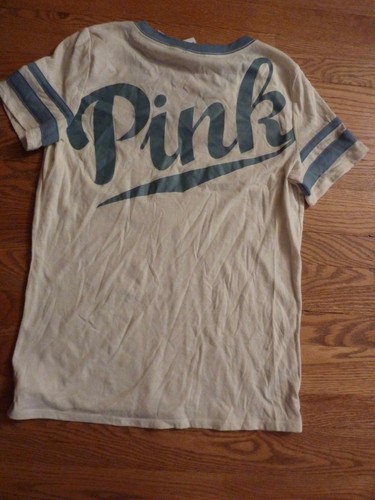 VICTORIAS SECRET PINK APPLIQUE CURSIVE "PINK" DOG SCOOPNECK NWT | eBay