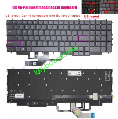 black No-Palm-rest US Backlit Keyboard For Dell G7 17 7700, G7 7700 ...
