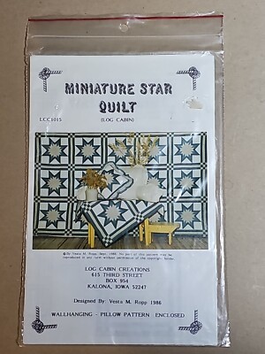 Miniature Star Quilt & Pillow Wall Hanging Pattern Log Cabin Creations ...