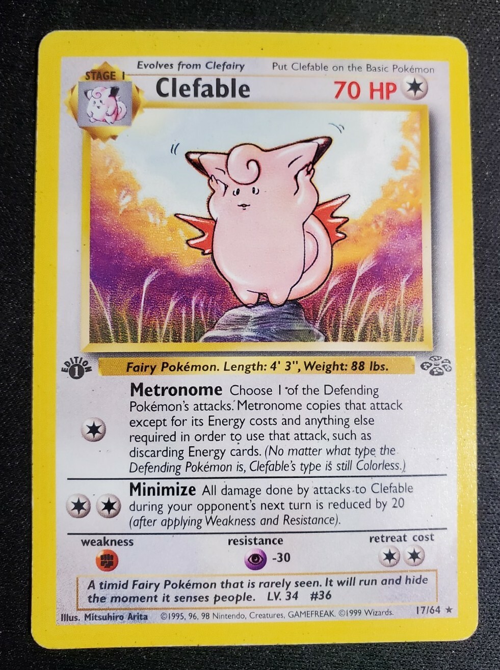 Pokemon Card Clefable 1st First Edition Jungle Rare 17/64 | eBay