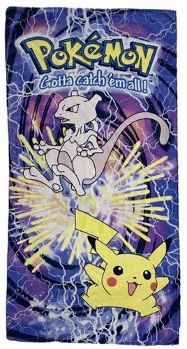 Vintage 2000 Pokemon Gotta Catch Em All Pikachu Mewtwo Beach Towel 55"L ...