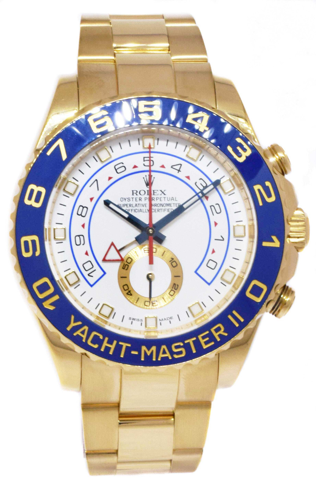 Rolex Yacht-Master II 18k YG White Dial Blue Ceramic 44mm Watch+ Card ...