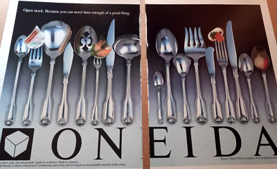 1985 print ad - Oneida Classic Shell pattern silverware 2-page ...