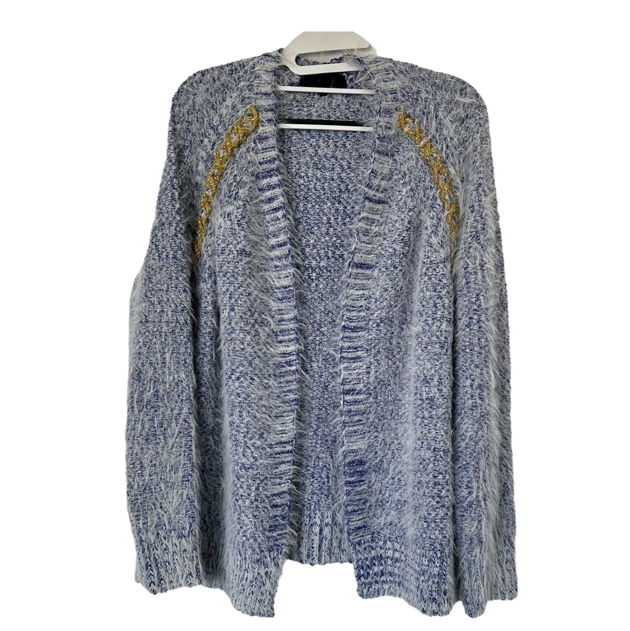 ANTHROPOLOGIE Monarc Blue Fuzzy Cardigan Size M - Gem