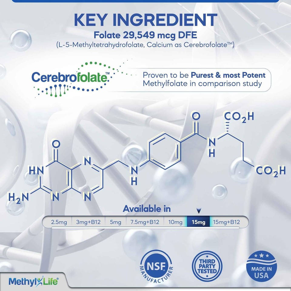Methyl-Life Purest L-Methylfolate 15 mg Pharmaceutical Grade ...