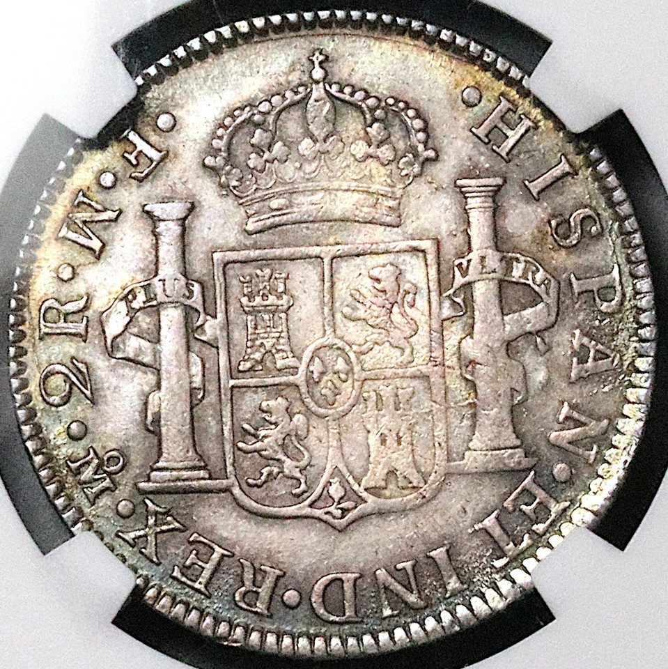 1773 NGC XF Mexico 2 Reales Inverted Mint Mark Charles III Spain Coin ...