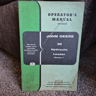 Original OEM Operator's Manual For John Deere 35 Hydraulic Loader ...