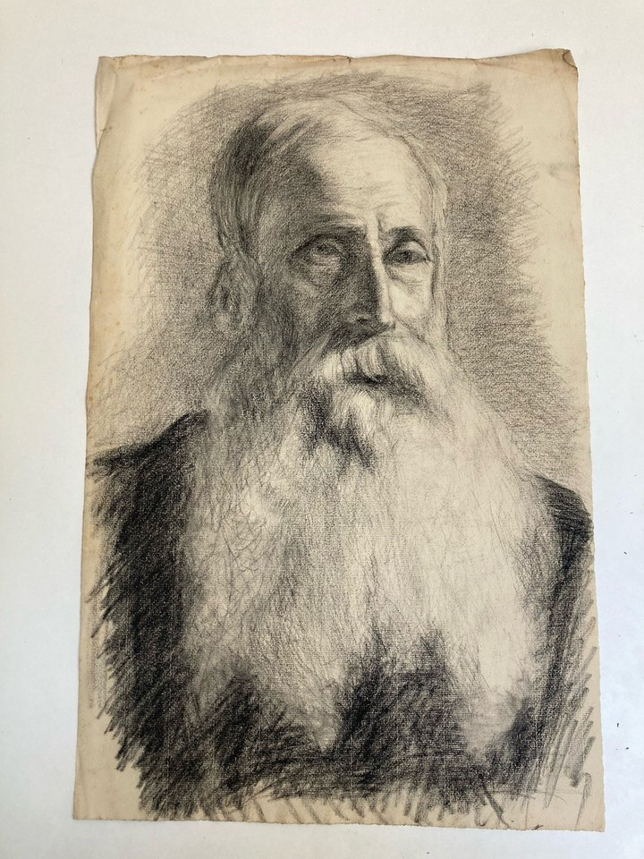 Beautiful Drawing Pencil Portrait Beard Man Bust to Identify Old Art ...