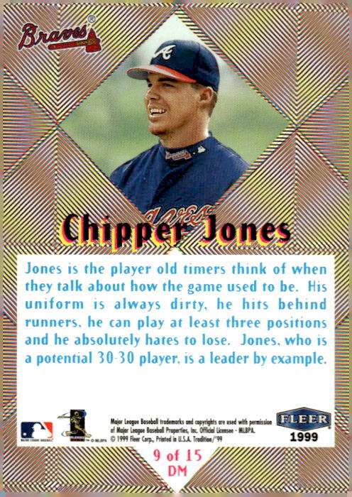 1999 Fleer Tradition #9DM Chipper Jones Diamond Magic | eBay