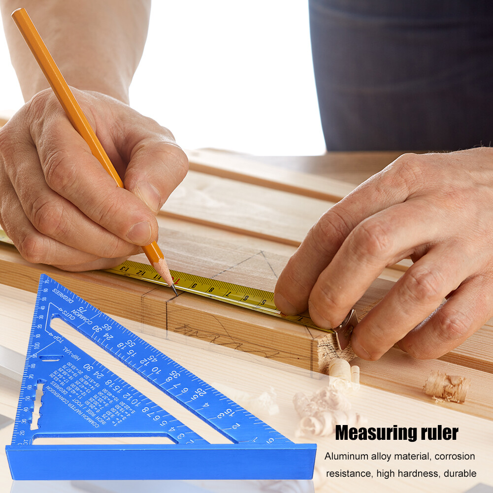 7 inch Angle Ruler Metric Measuring Ruler Woodworking Try Square (Blue ...