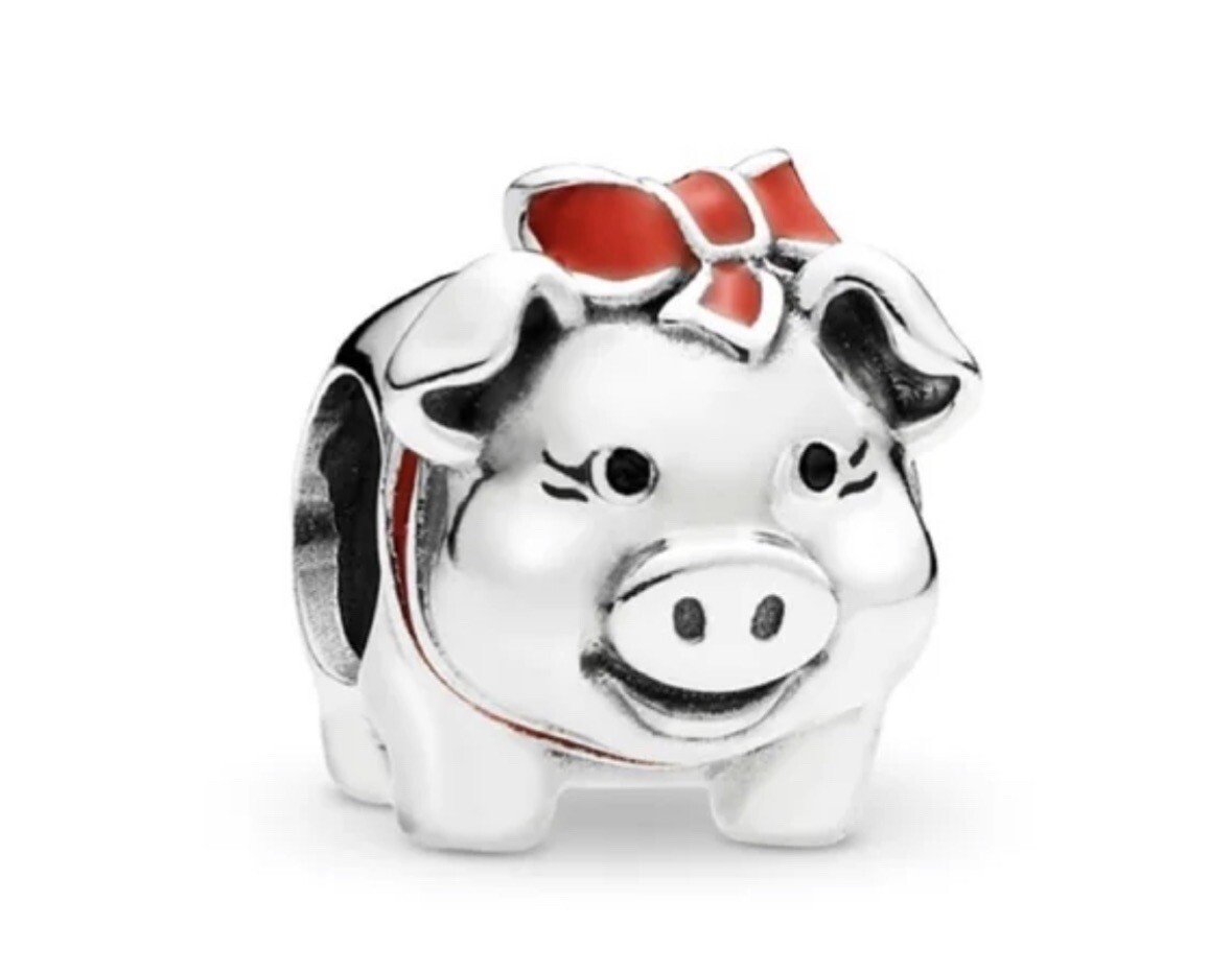 NEW Pandora Piggy Bank Pig Enamel Red Bow Charm Sterling Silver 925 ...
