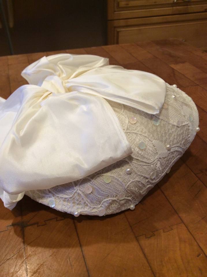 Off White Whittall and Shon Women's Wedding Veil Hat Pearls Sequins Bow ...