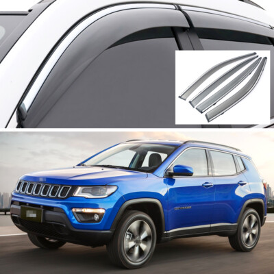 Car Window Visor Vent Deflector Sun/Rain Guard Set for Jeep Compass ...
