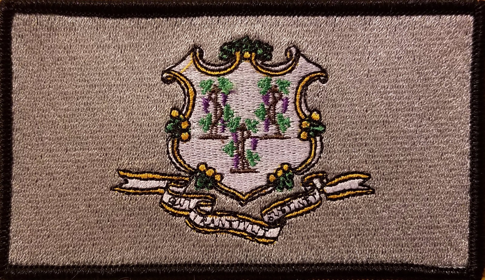CONNECTICUT STATE Flag Tactical Patch With Hook Adhesive Gray Version ...