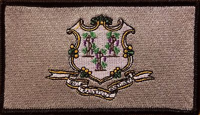 CONNECTICUT STATE Flag Tactical Patch With Hook Adhesive Gray Version ...