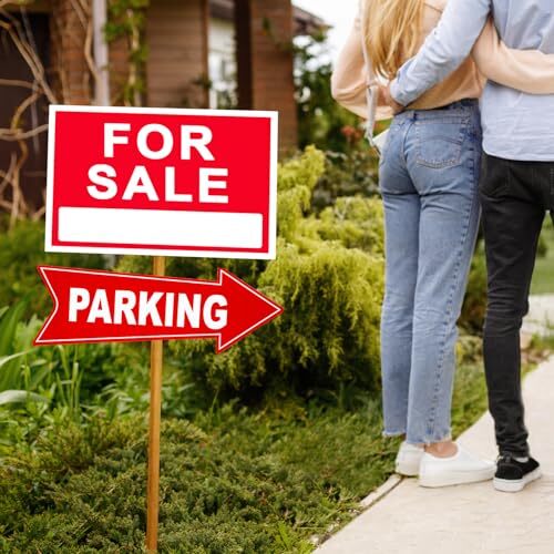 8 Pcs Parking Sign with Stake Directional Arrow Signs with Stakes 17 x ...