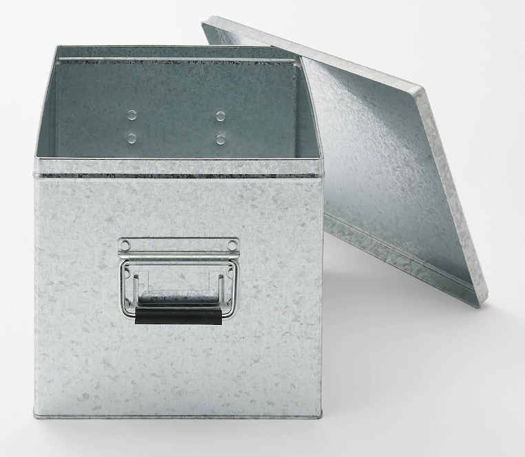 MUJI MoMA Large Galvanized Iron Box 10.2 in × 14.5 in × 9.4 in Silver ...