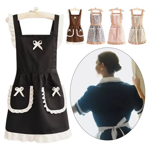 1Pcs With Waistband Kitchen Cooking Aprons Baking Florist Maid Dress ...