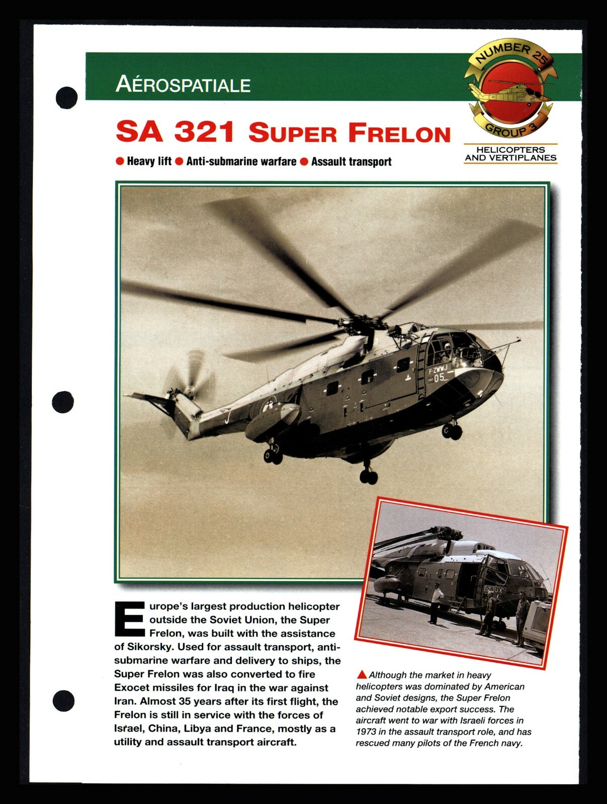 "SA 321 SUPER FRELON" Aircraft of World Spec Sheet Helicopters ...