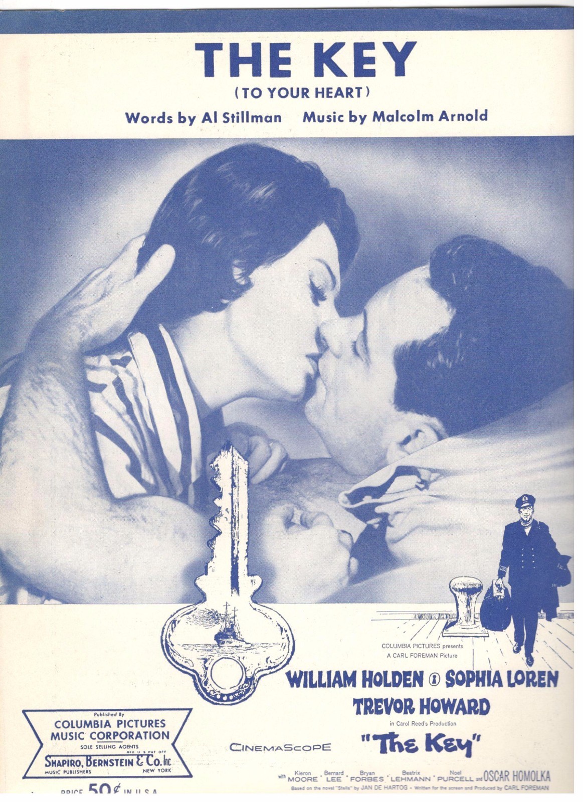 "THE KEY" WILLIAM HOLDEN/SOPHIA LOREN/TREVOR HOWARD SHEET MUSIC-1958 ...