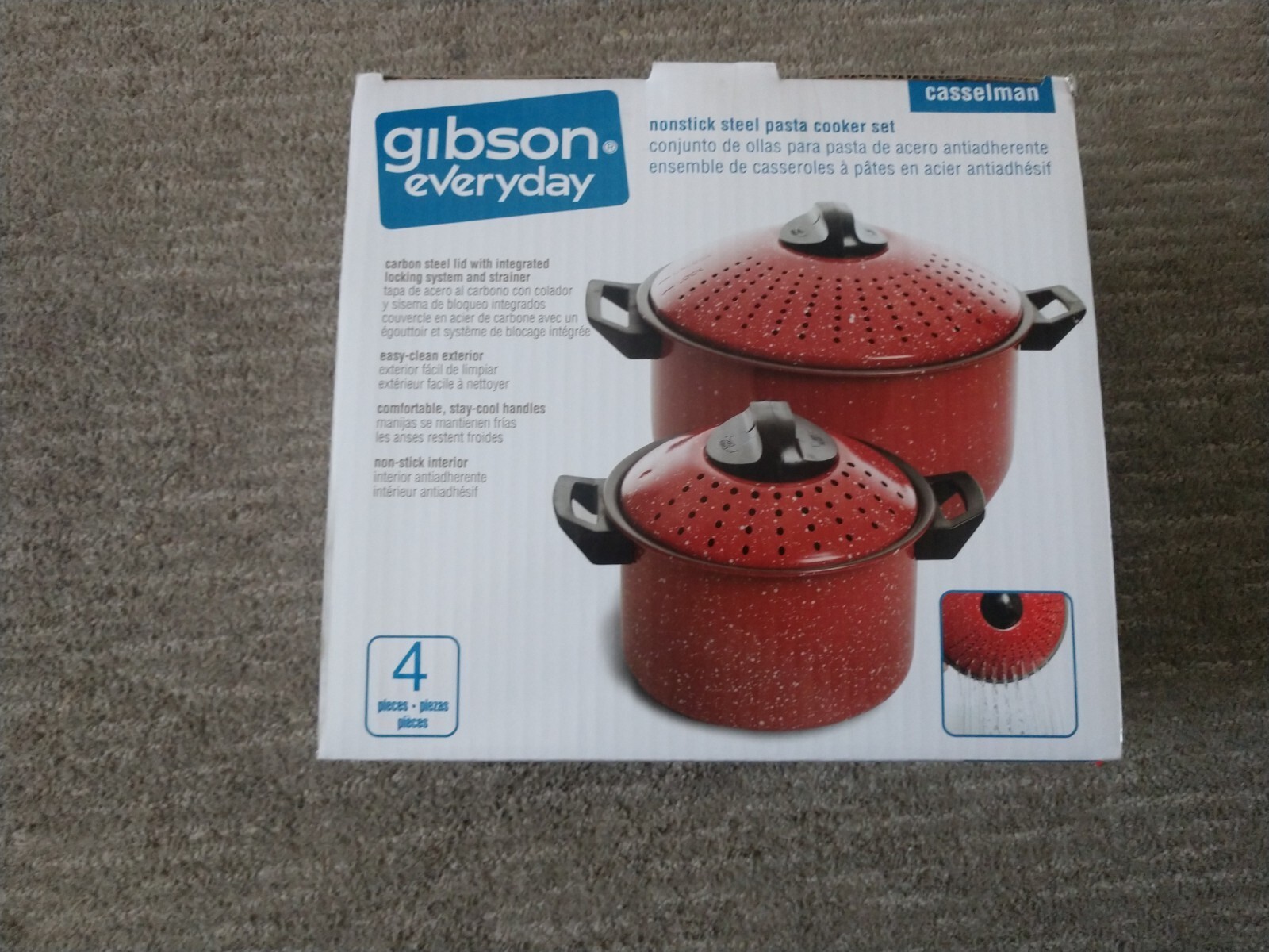 Gibson Home Casselman 4 Piece Nonstick Pasta Pot Set in Red with ...