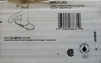 Delta Trinsic 1-Handle Bathroom Faucet Less Drain Assembly in Chrome ...